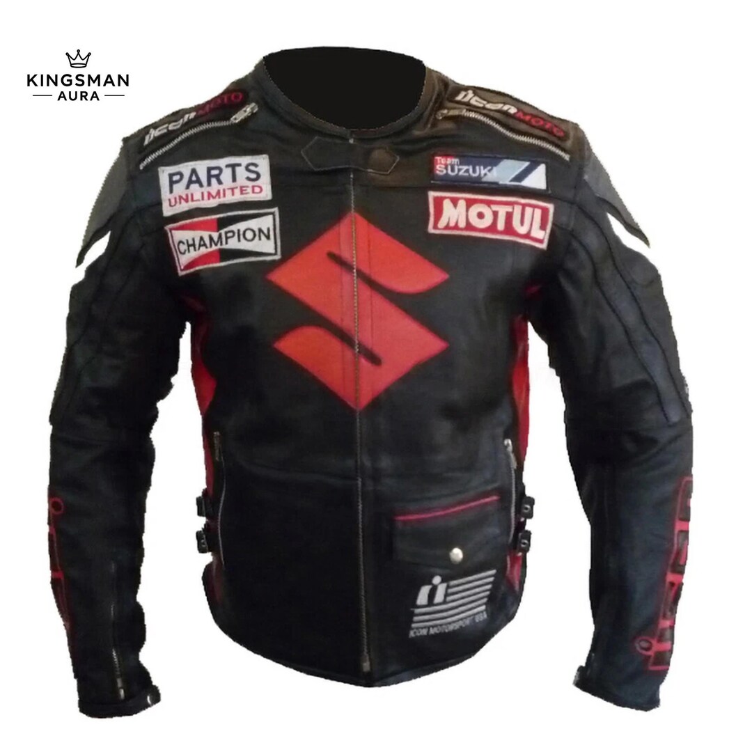 Suzuki Racing Leather Motorcycle Jacket - Kingsman Aura - Etsy