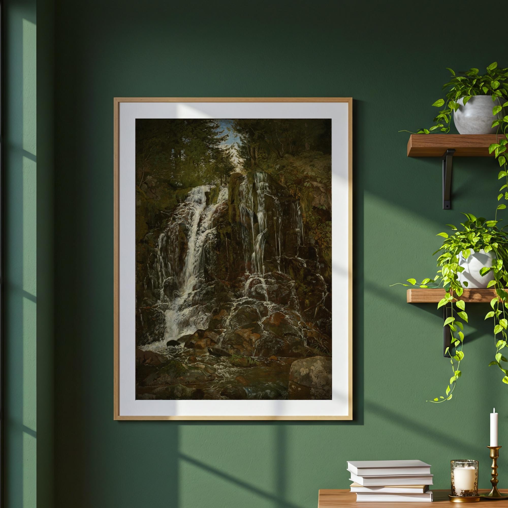 Vintage Waterfall Landscape Print | Printable Wall Art | Rustic ...