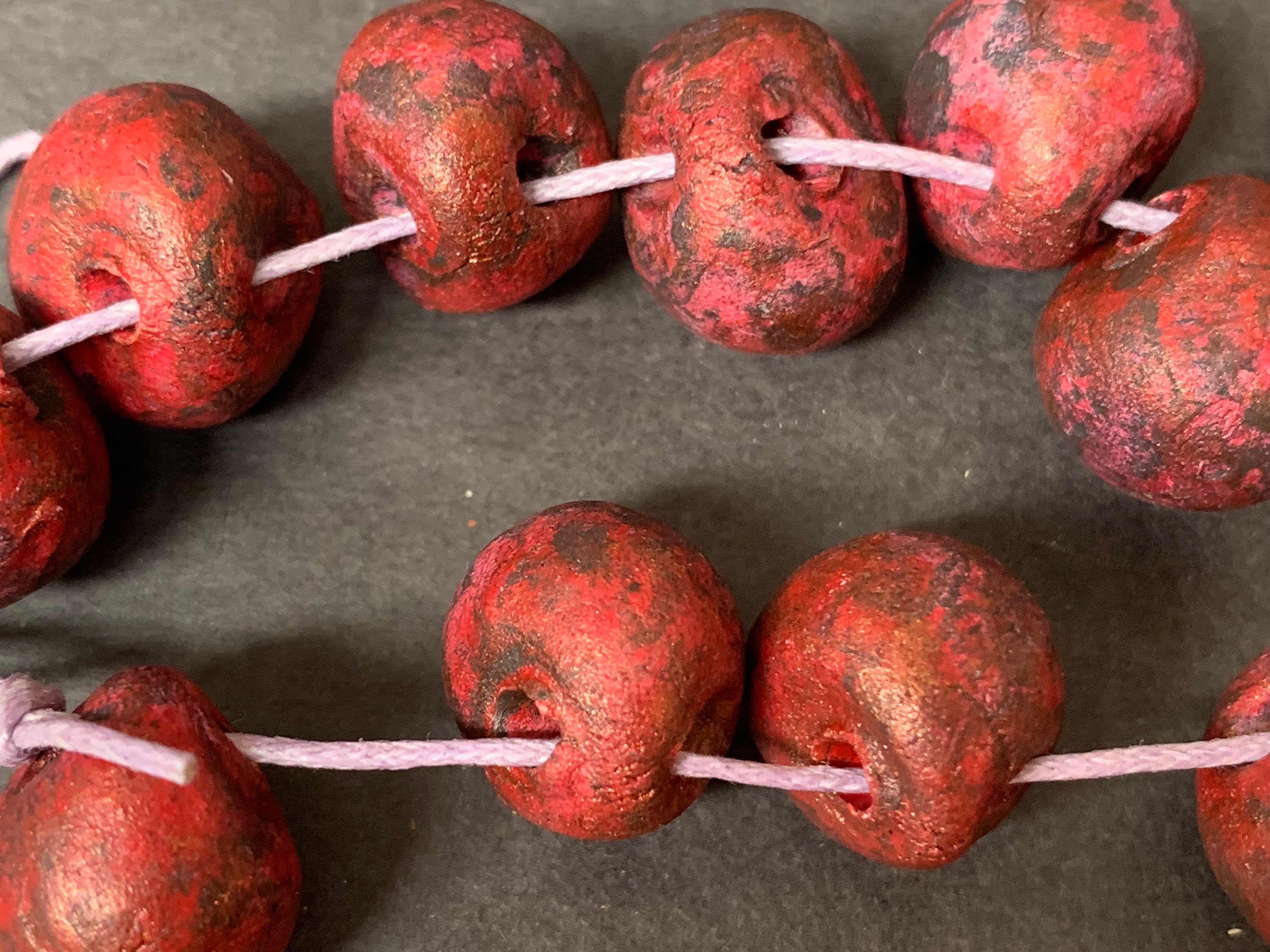 16 Hand made roughly round red drop stoneware clay beads | Etsy