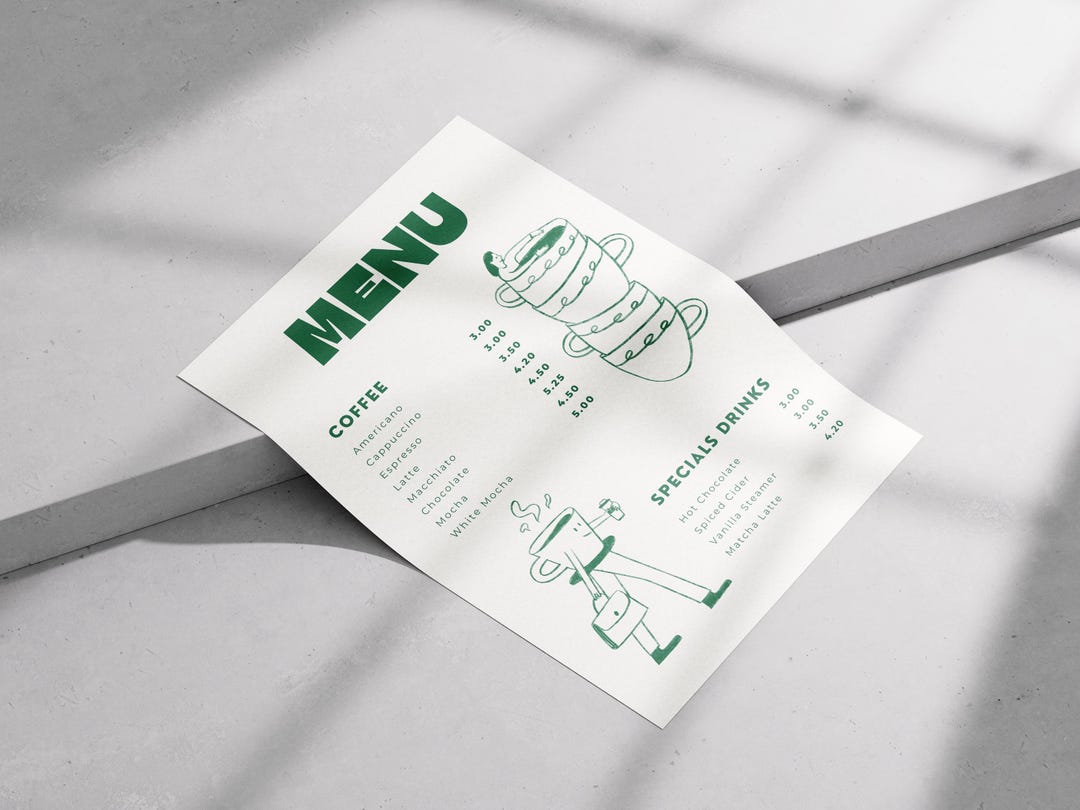 Coffee & Drinks Menu Template | Hand-drawn, Editable in Canva (digital ...