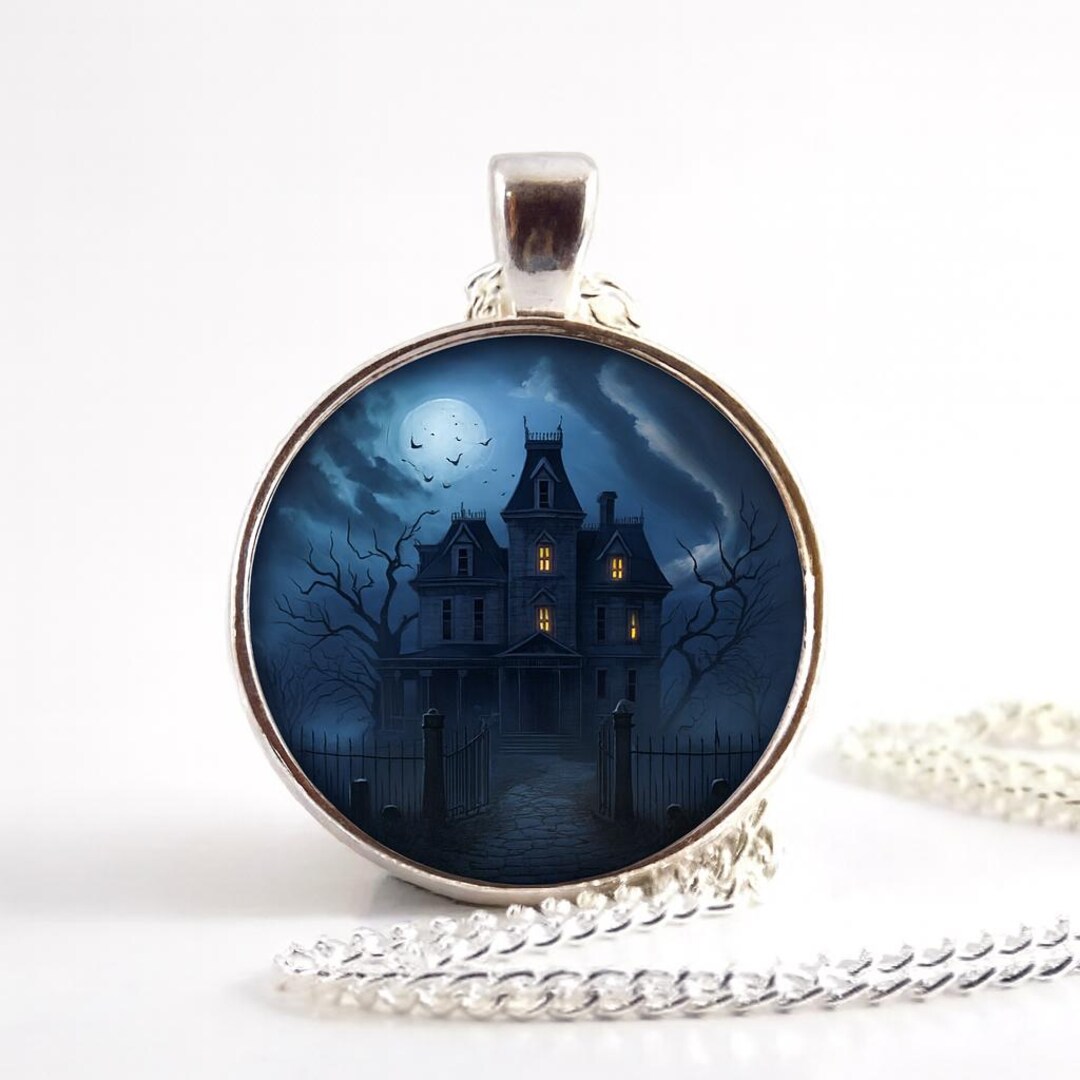 Gothic Haunted Mansion Pendant Necklace – Spooky Victorian House ...