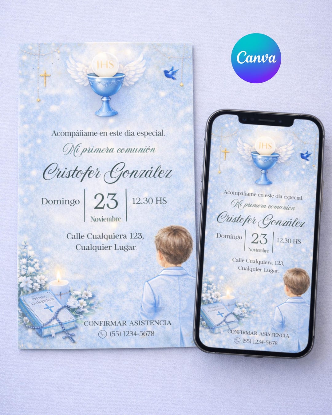 Editable Digital Communion Invitation in Canva – Detallstudio/creation ...