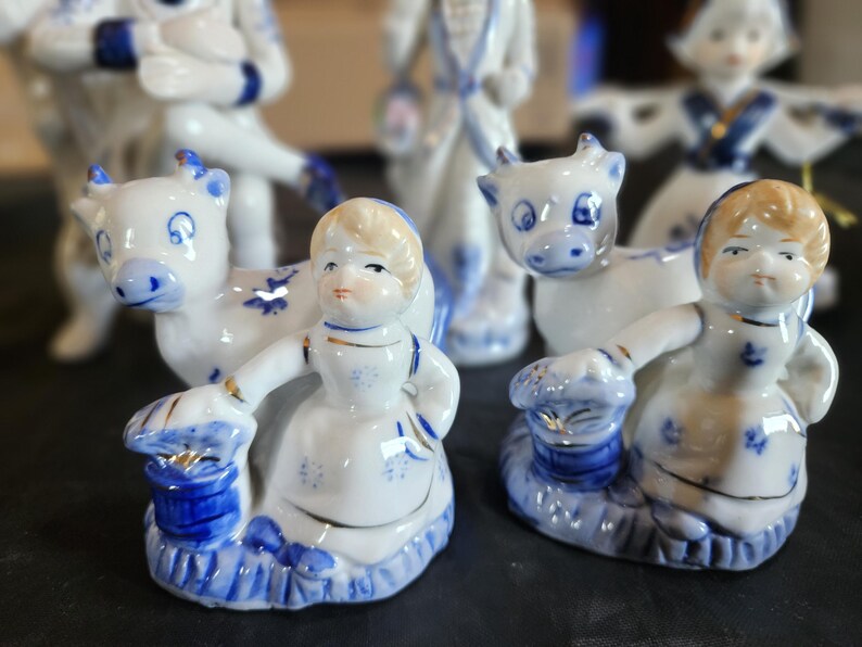 Delft Blue Colonial Cow Victorian Deville Lot Knick Knacks - Etsy