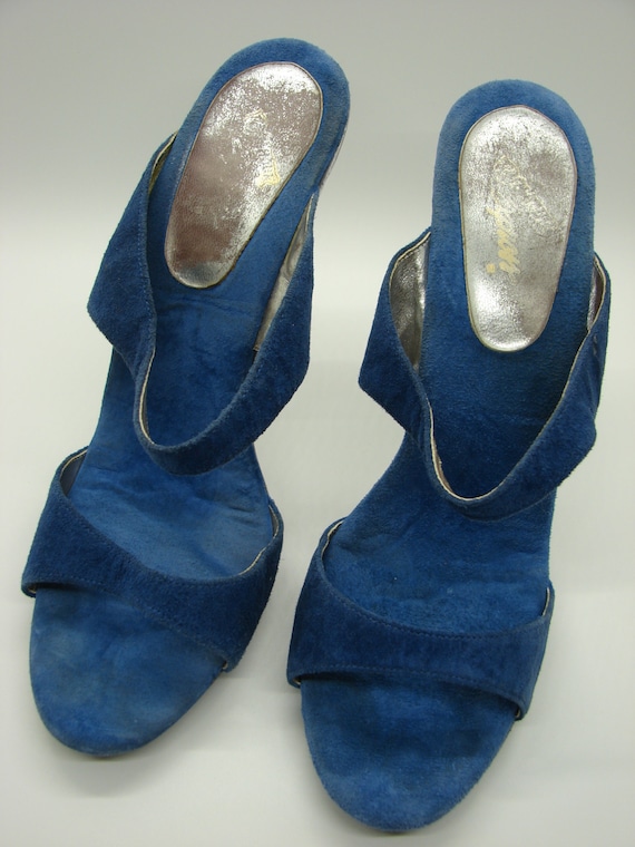 Blue Suede Shoe - Rush Hour Express 70s 80s Peep Toe … - Gem