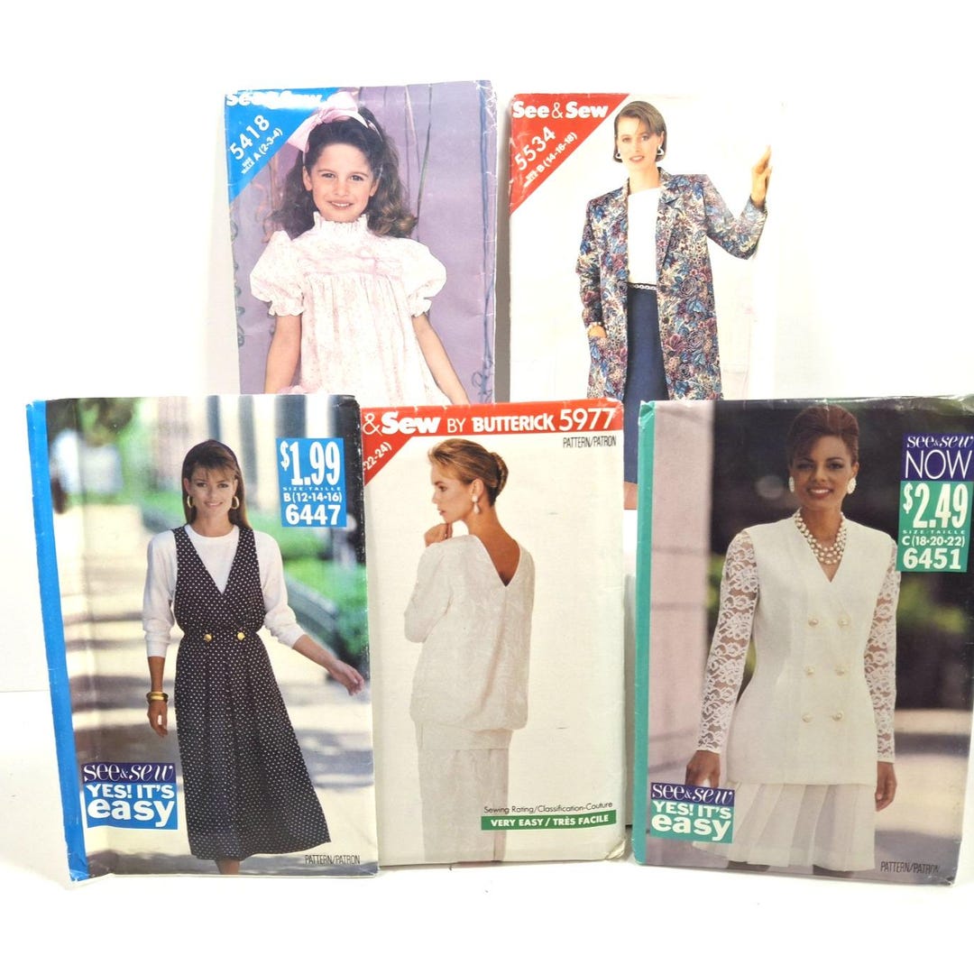 Lot of 5 Vintage See & Sew Pattern Packages 1985, 1986, 1987, 1992 No ...