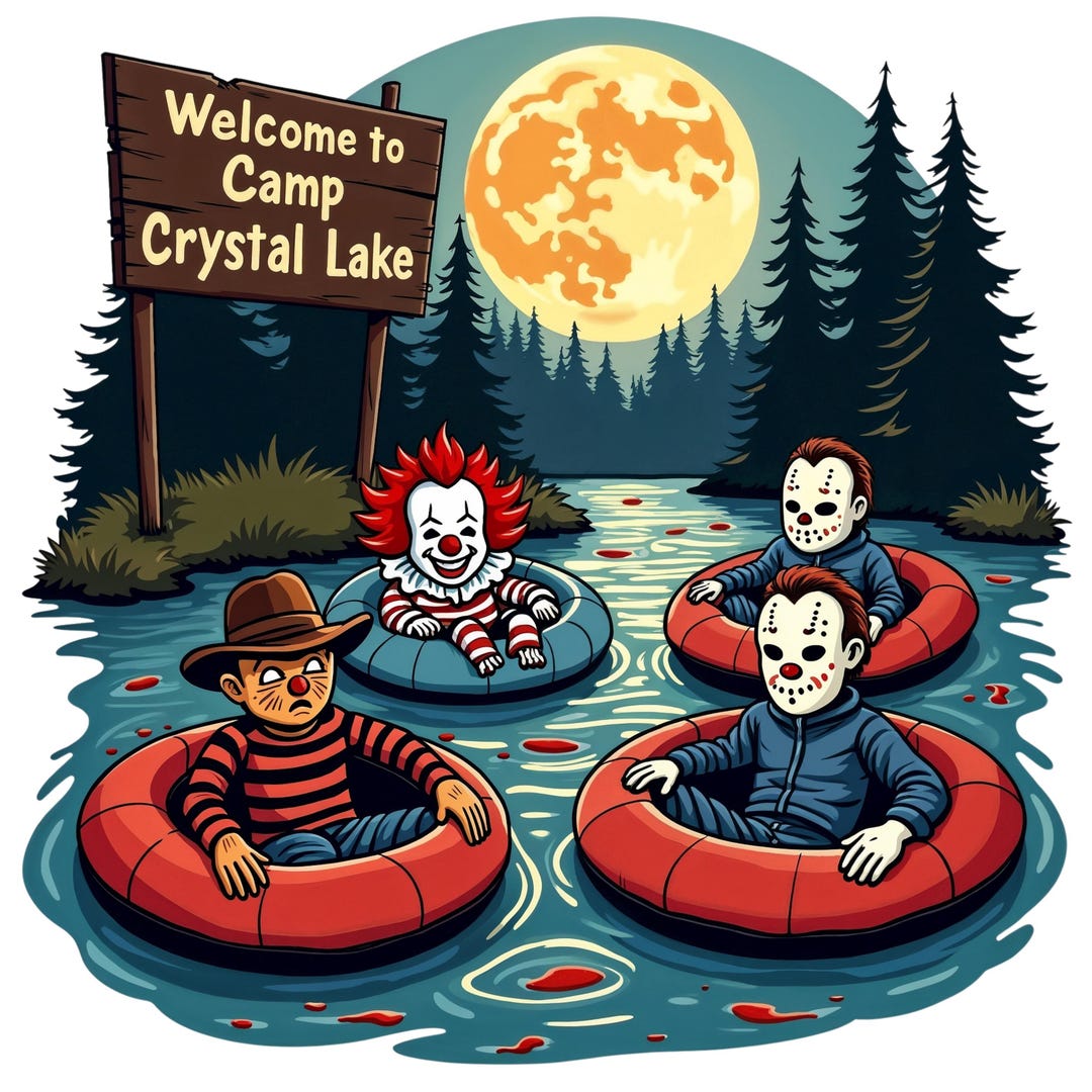 Horror Movie Villains Pool Float Art | Creepy Camp Print (digital ...