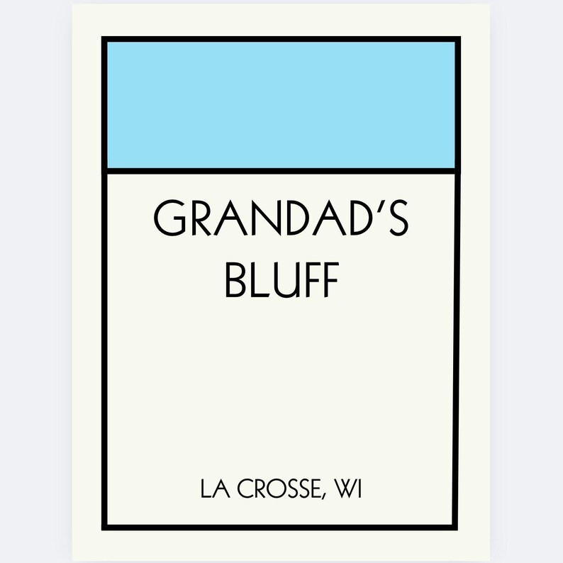 Wisconsin-inspired Monopoly Poster - Grandad’s Bluff, La Crosse, WI - Etsy