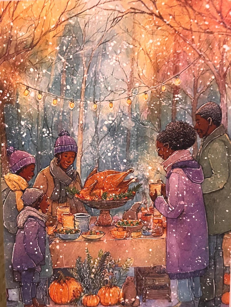 Thanksgiving Greeting Cards African American Family . - Etsy