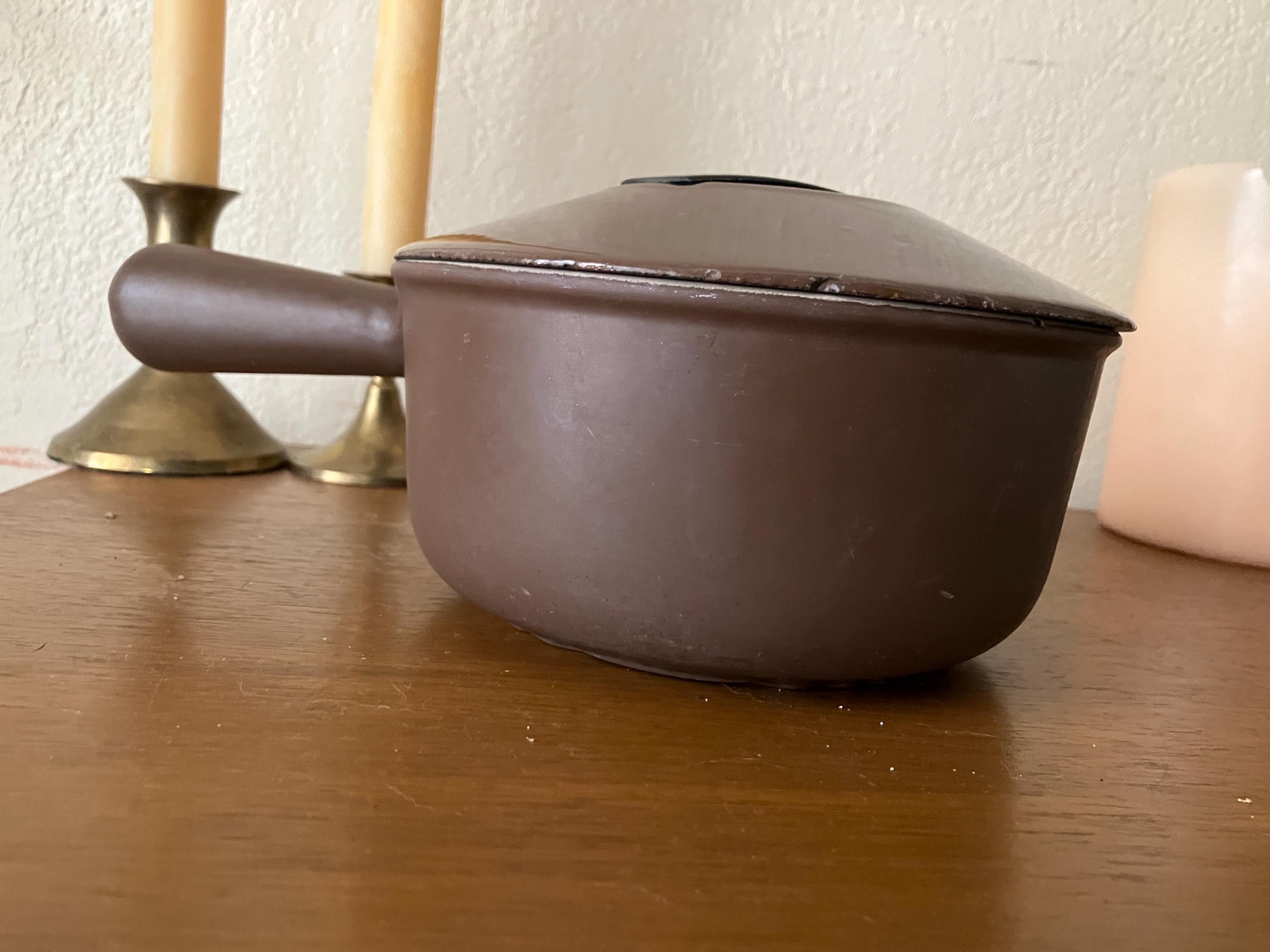 Vintage Cousances Le Creuset Cast Iron Enameled Brown 16 Sauce Pan ...