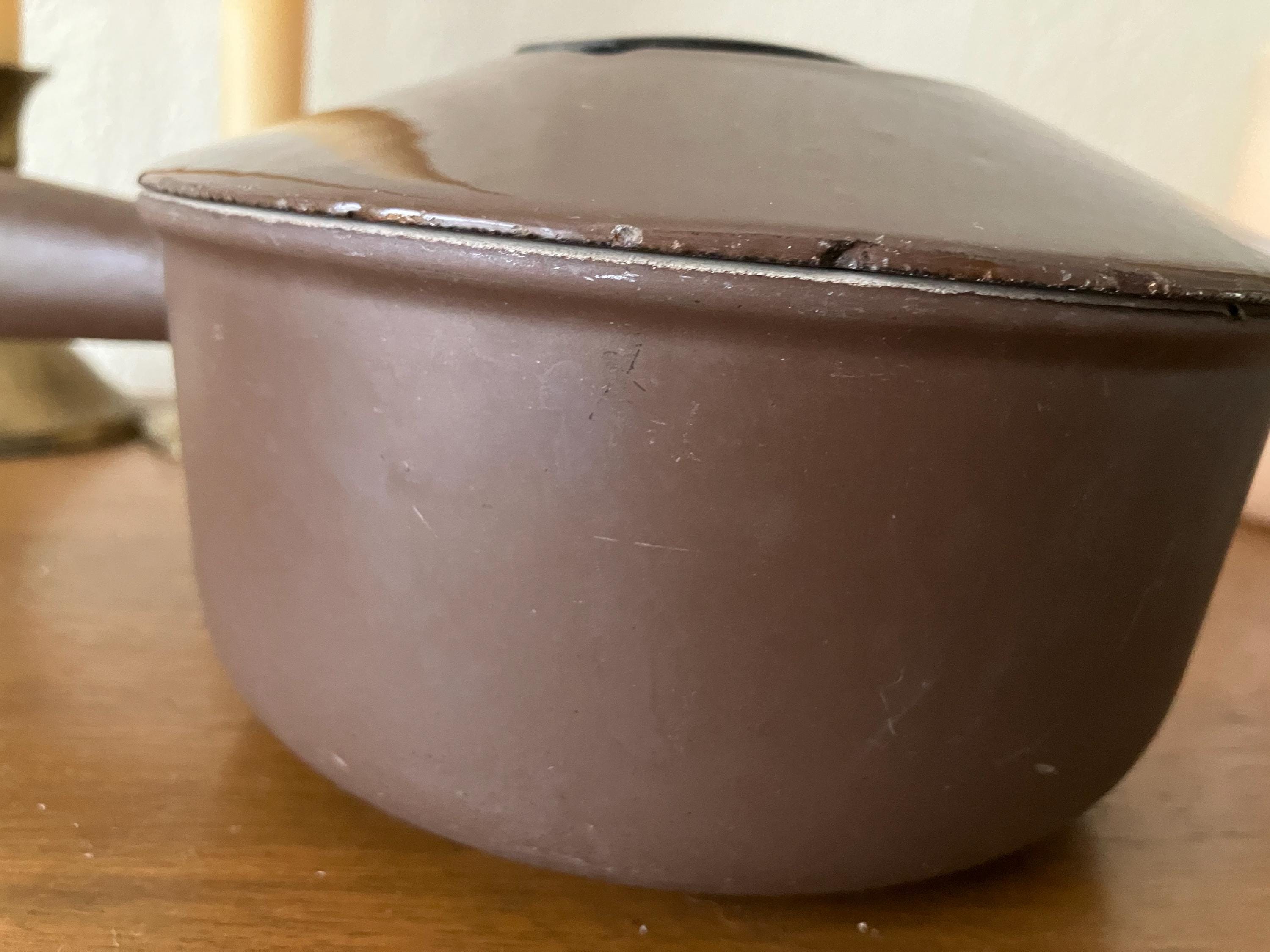 Vintage Cousances Le Creuset Cast Iron Enameled Brown 16 Sauce Pan ...