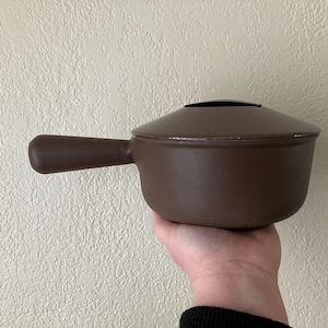 Vintage Cousances Le Creuset Cast Iron Enameled Brown 16 Sauce Pan ...