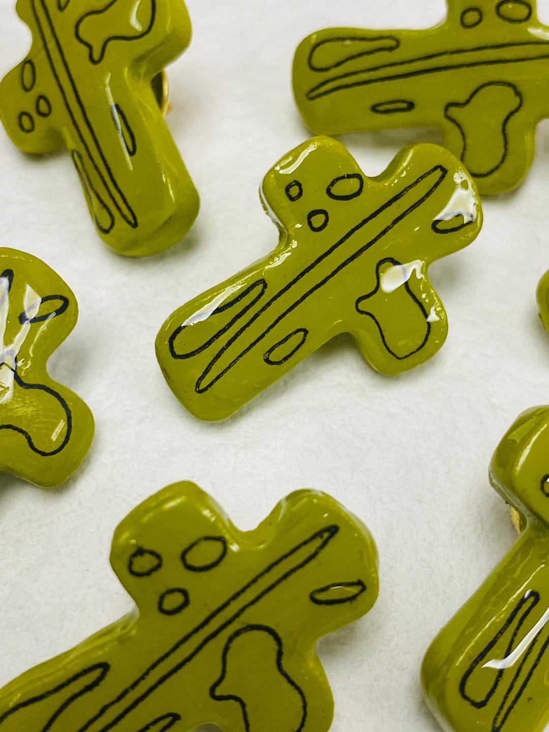 Handmade Cross Pins With Abstract Designs for Clothing, Bags, and Pin ...