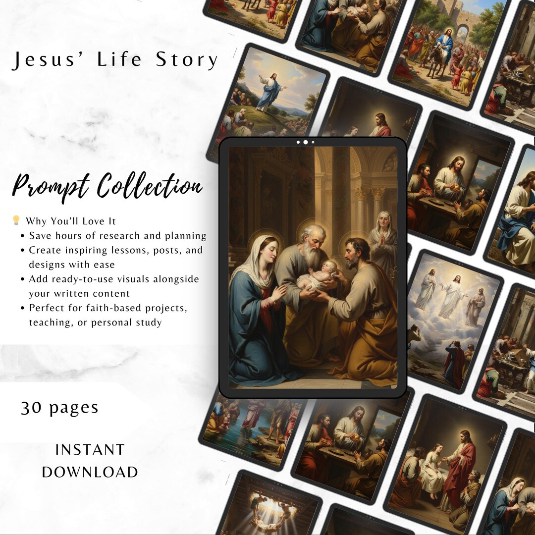 Jesus’ Life Story Prompt Collection & Image Bundle – Digital Download ...