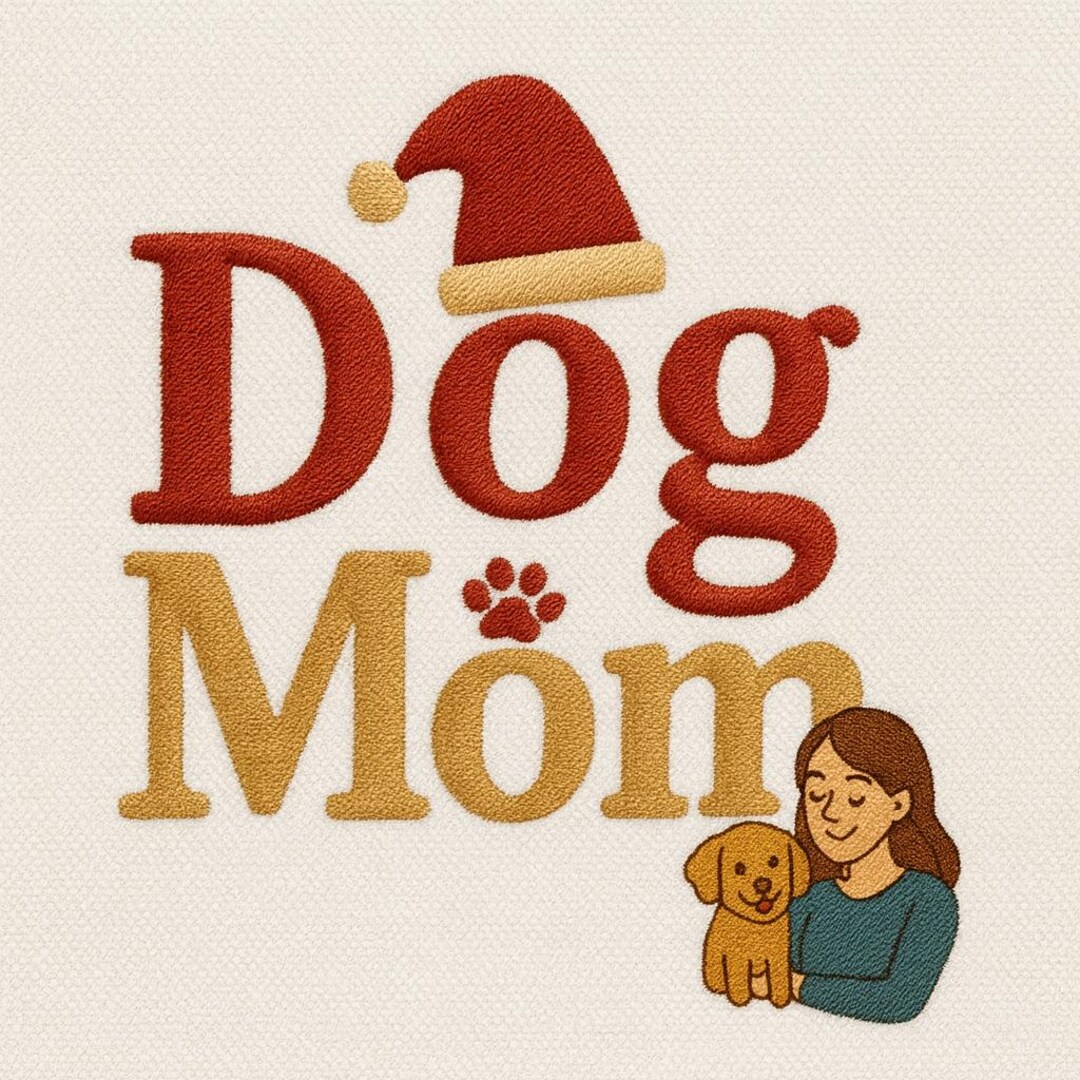 Dog Mom Christmas Embroidery Design, Cute Dog Lover Machine Embroidery ...