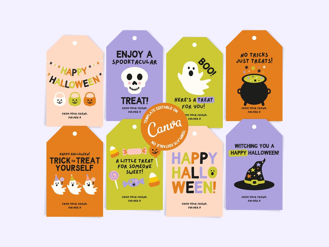Editable Halloween Favor Tags Template: Printable Treat Bag Design (PDF ...