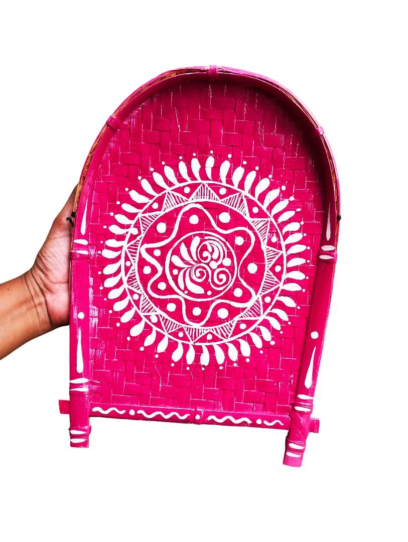 Hand Painted Bengali Kulo Art: Bamboo Wall Hanging, Indian Alpona ...