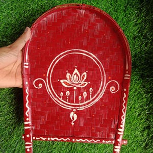 Hand Painted Bengali Kulo Art: Bamboo Wall Hanging, Indian Alpona ...