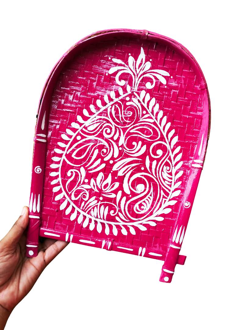 Hand Painted Bengali Kulo Art: Bamboo Wall Hanging, Indian Alpona ...