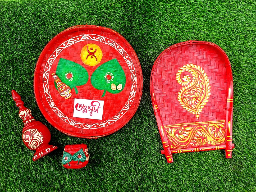 Handpainted Bengali Wedding Totto Suchi Gachkouto Kulo Kunke Set - Etsy