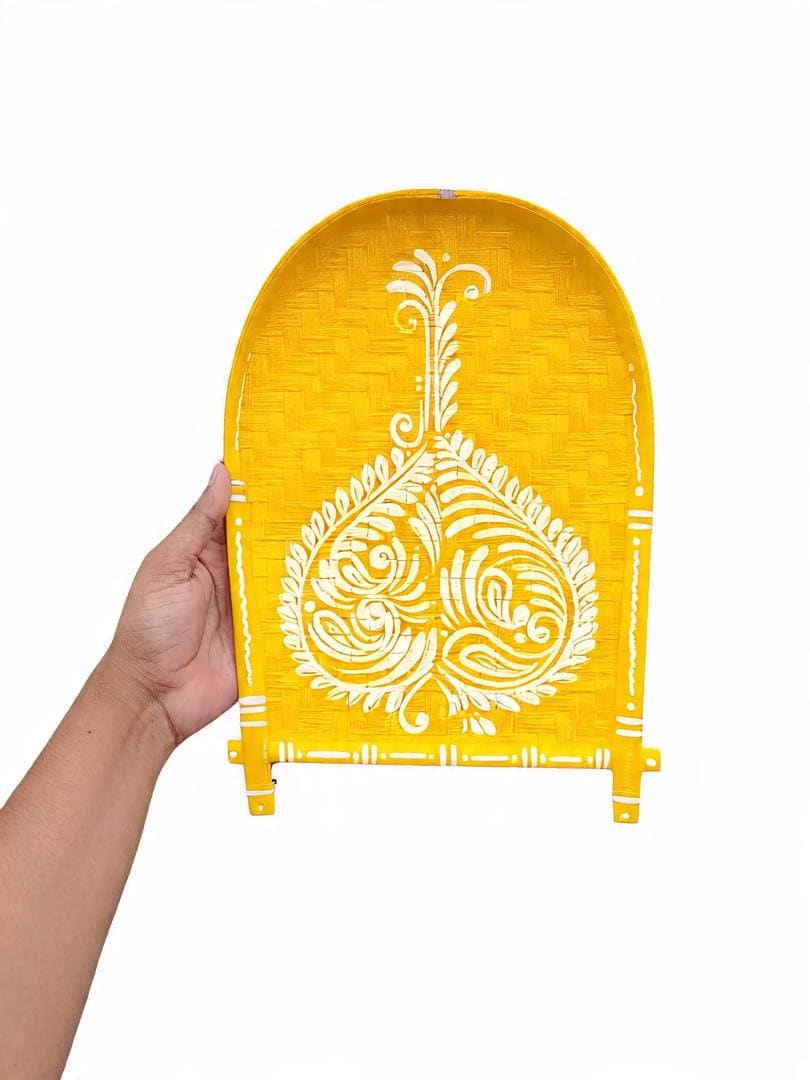 Hand Painted Bengali Kulo Art: Bamboo Wall Hanging, Indian Alpona ...