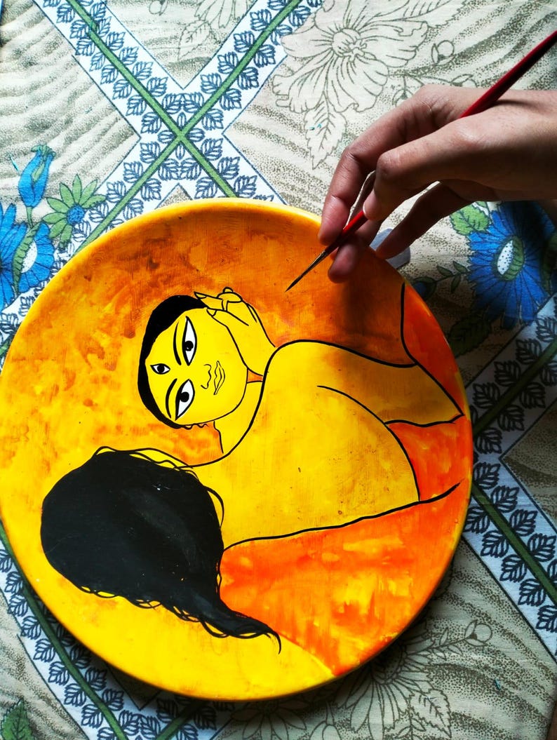 Ma Durga Hand-painted Wall Plate: Bengali Home Decor, 12 Inch - Etsy