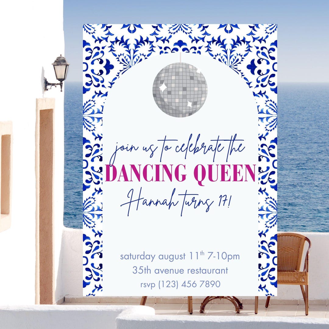 Dancing Queen Birthday Invitation Template | Disco Party Invite ...