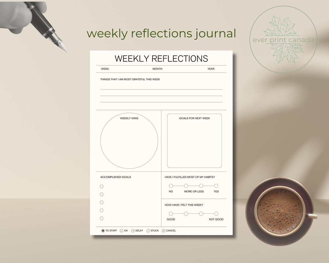 Weekly Reflections Journal | Printable PDF | Gratitude, Goal Setting ...