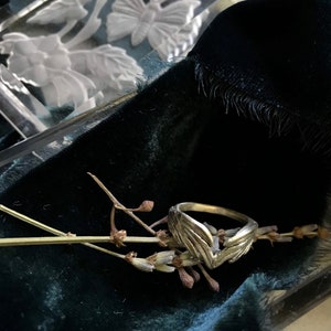 Willow Branch Ring Sterling Silver Hand Engraved Ring Bark Texture Wide ...