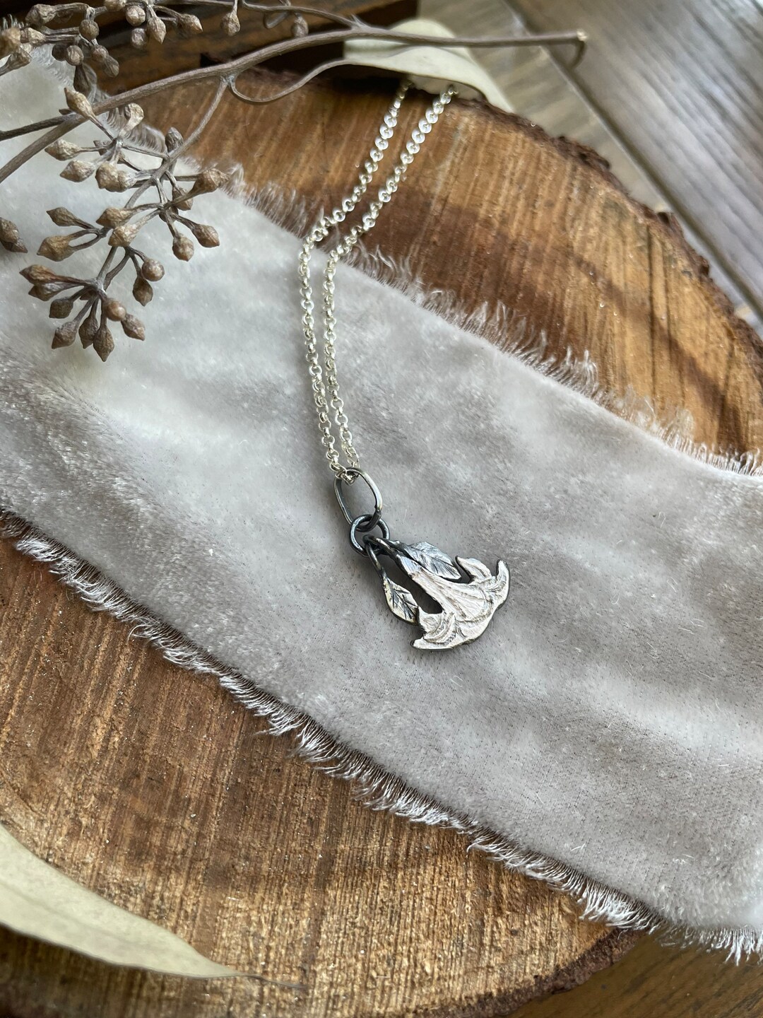 Datura Moonflower Necklace Sterling Silver Night Flower Leaf Jewelry ...