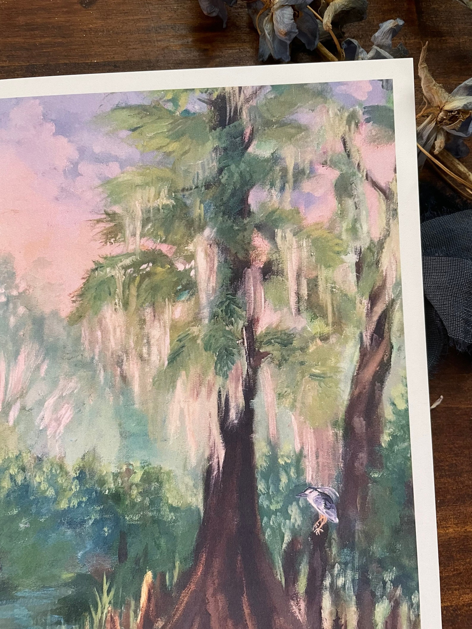 Twilight in the Swamp Art Print Alligator Night Heron Turtle - Etsy