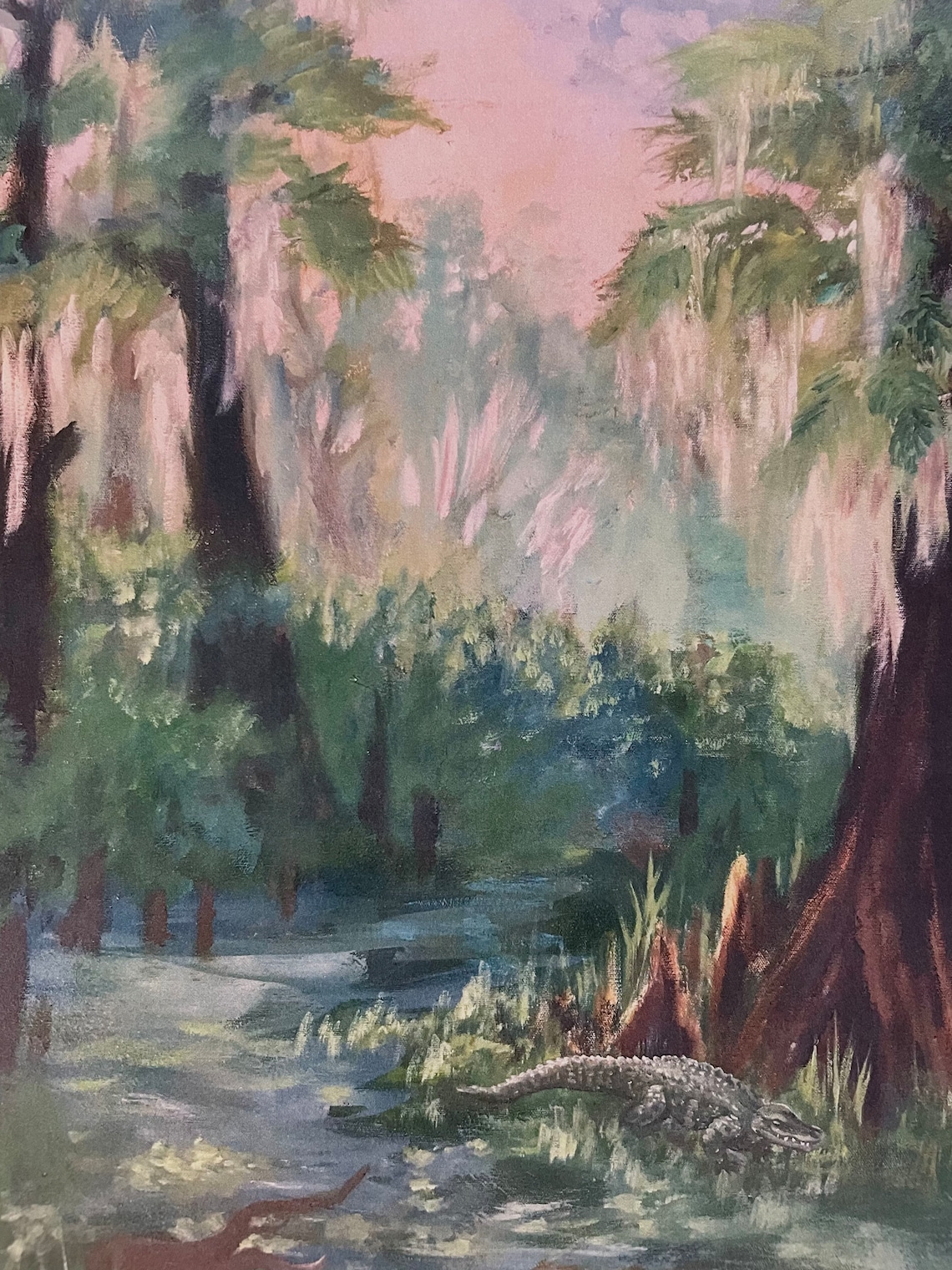 Twilight in the Swamp Art Print Alligator Night Heron Turtle - Etsy