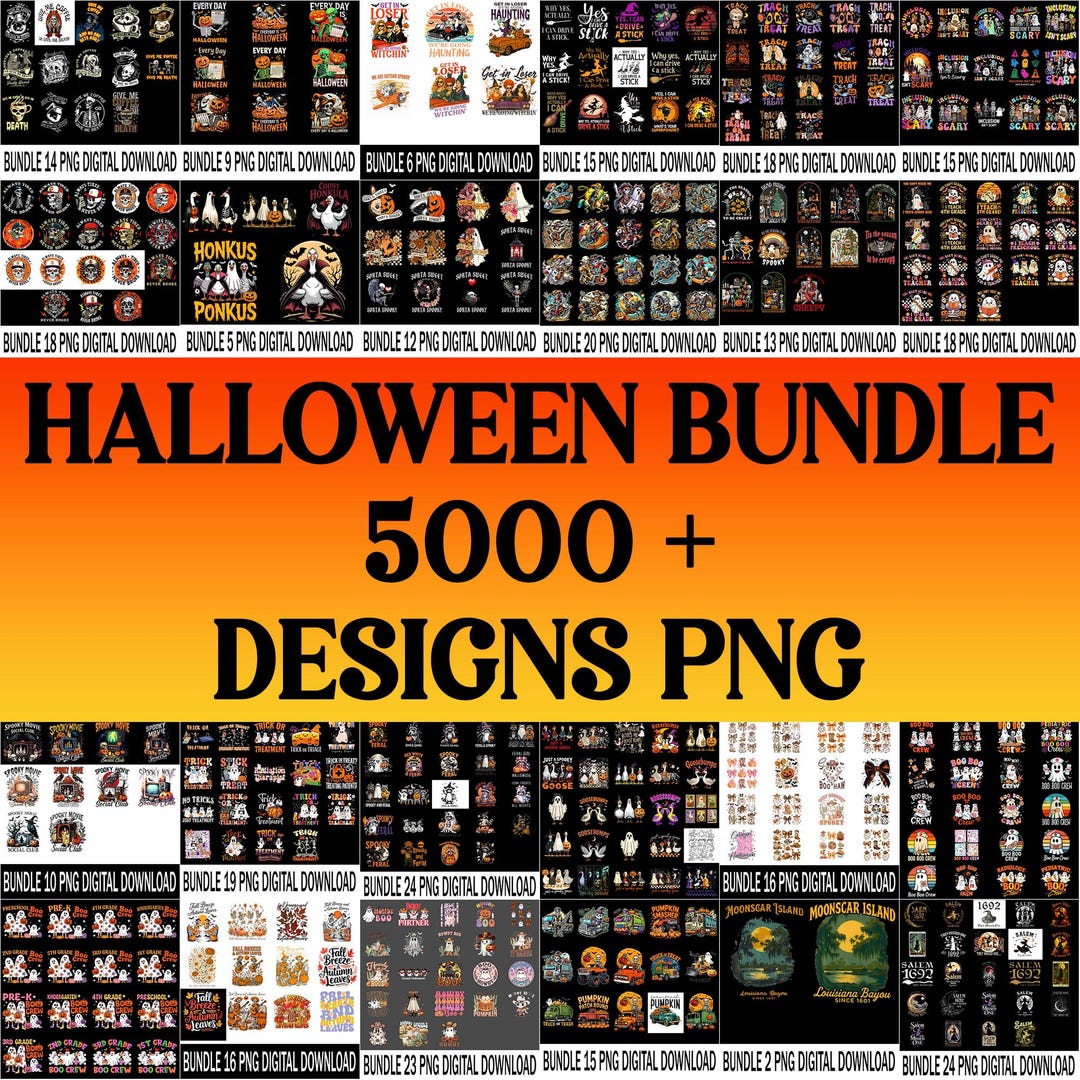 Funny Halloween PNG Bundle, 5000+ Spooky Clipart Mega Pack, Vintage ...