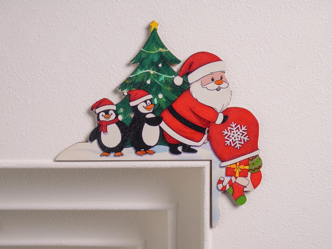 3D Christmas Door Corners Bundle,santa Claus and Reindeer Decor,holiday ...