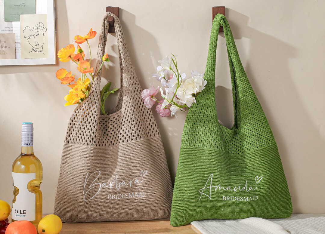 Personalized Embroidered Crochet Beach Bag,bridesmaid Gifts,custombeach ...