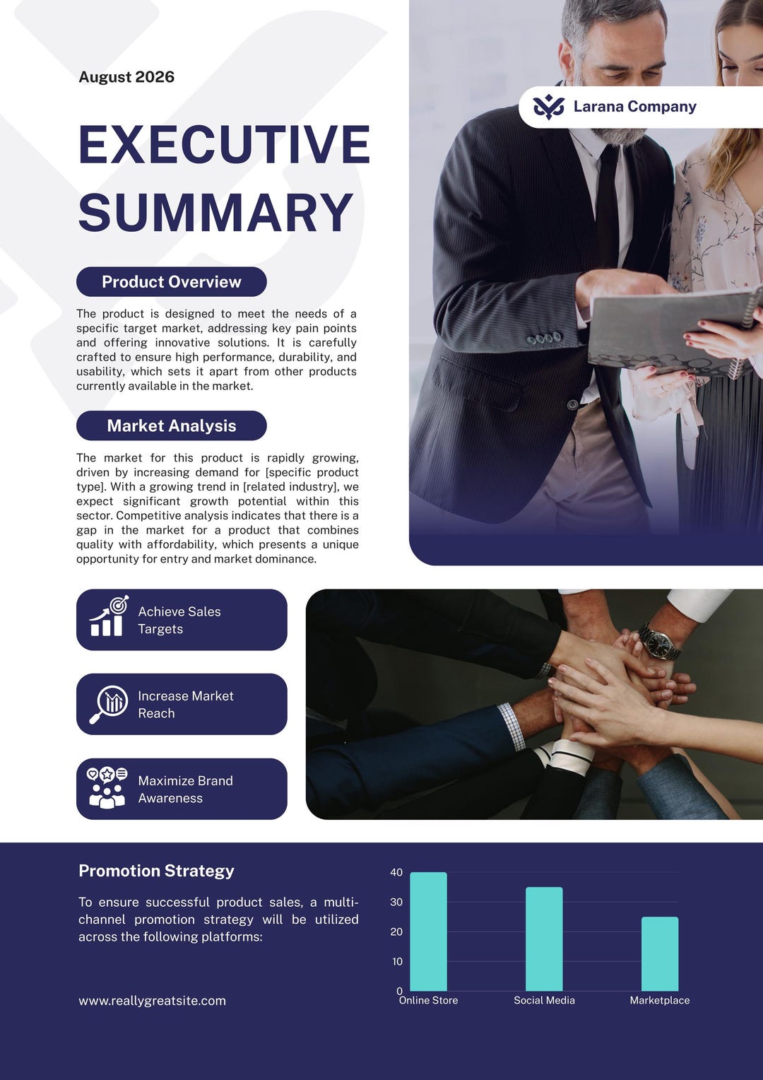Executive Summary Template | Business One Pager (canva, MS Word ...