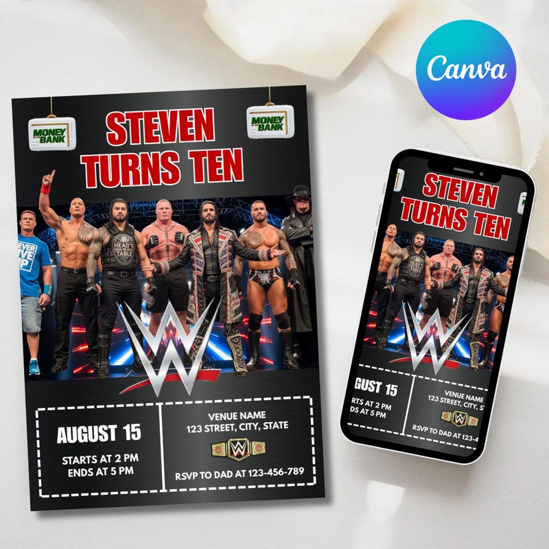 Wwe Invitations Download - Etsy