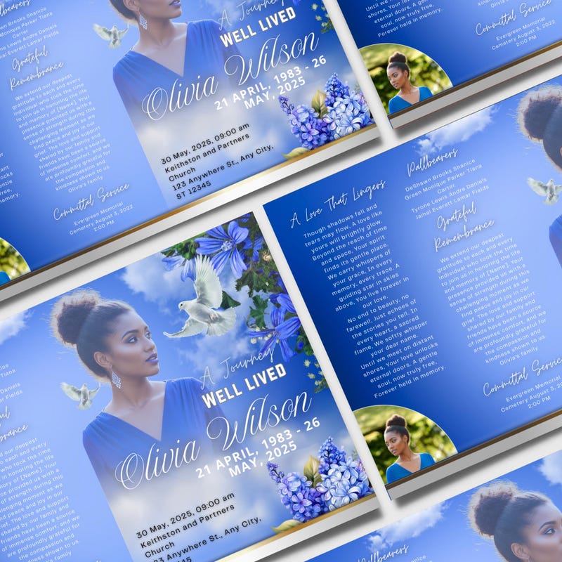Blue Funeral Template - Etsy