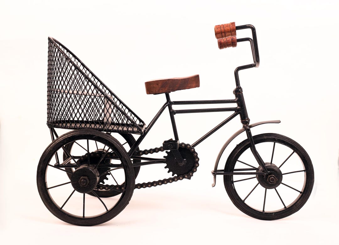 Black Metal Rickshaw Cycle • Vintage Tricycle Miniature • Home Decor ...
