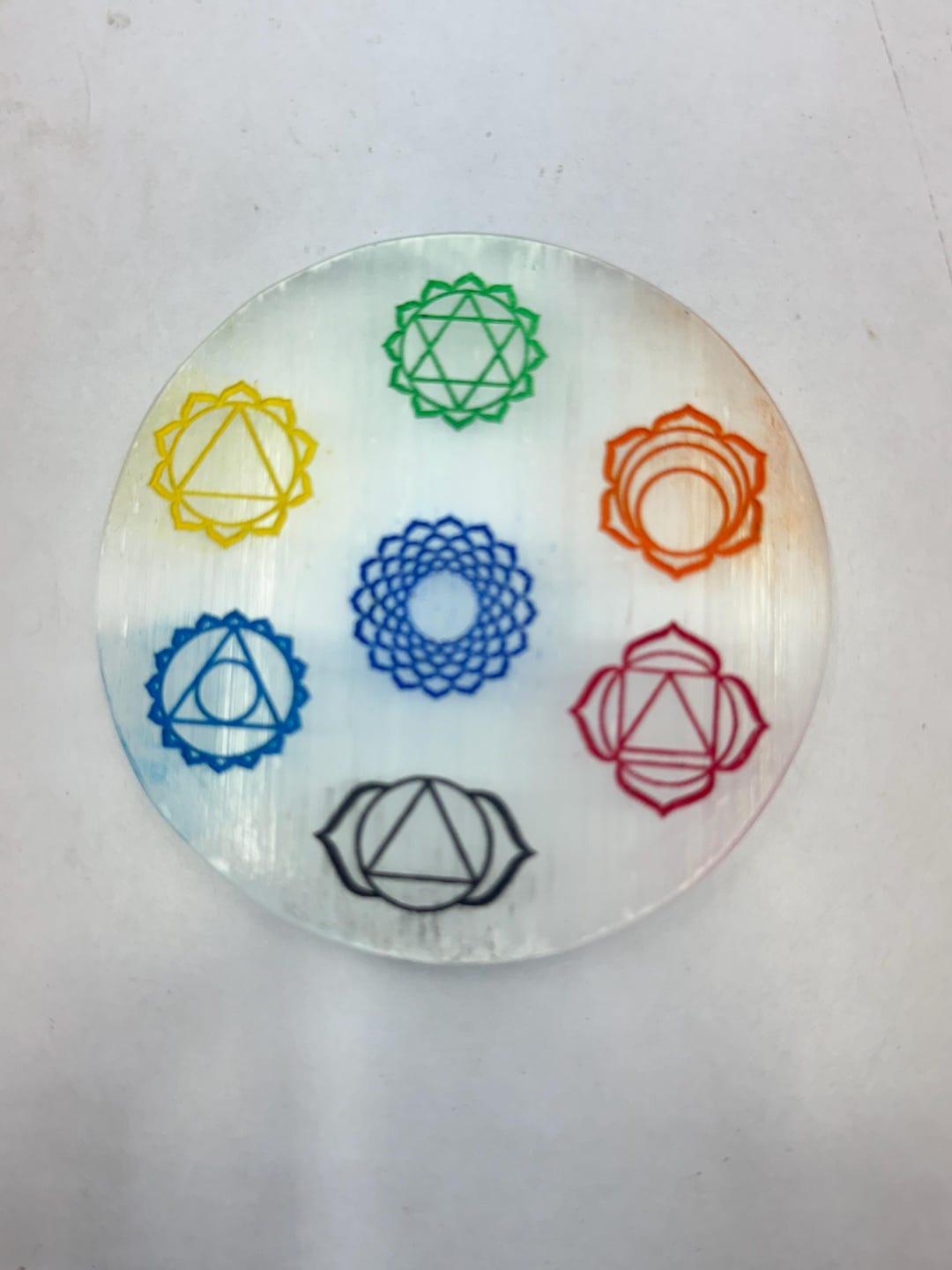 7 Chakra Crystal Plate • Chakra Energy Disc • Reiki Healing Decor ...