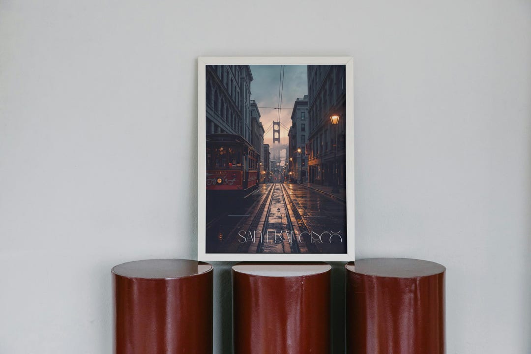 San Francisco Cable Car Scene | Giclée Art Print, Golden Gate Wall ...