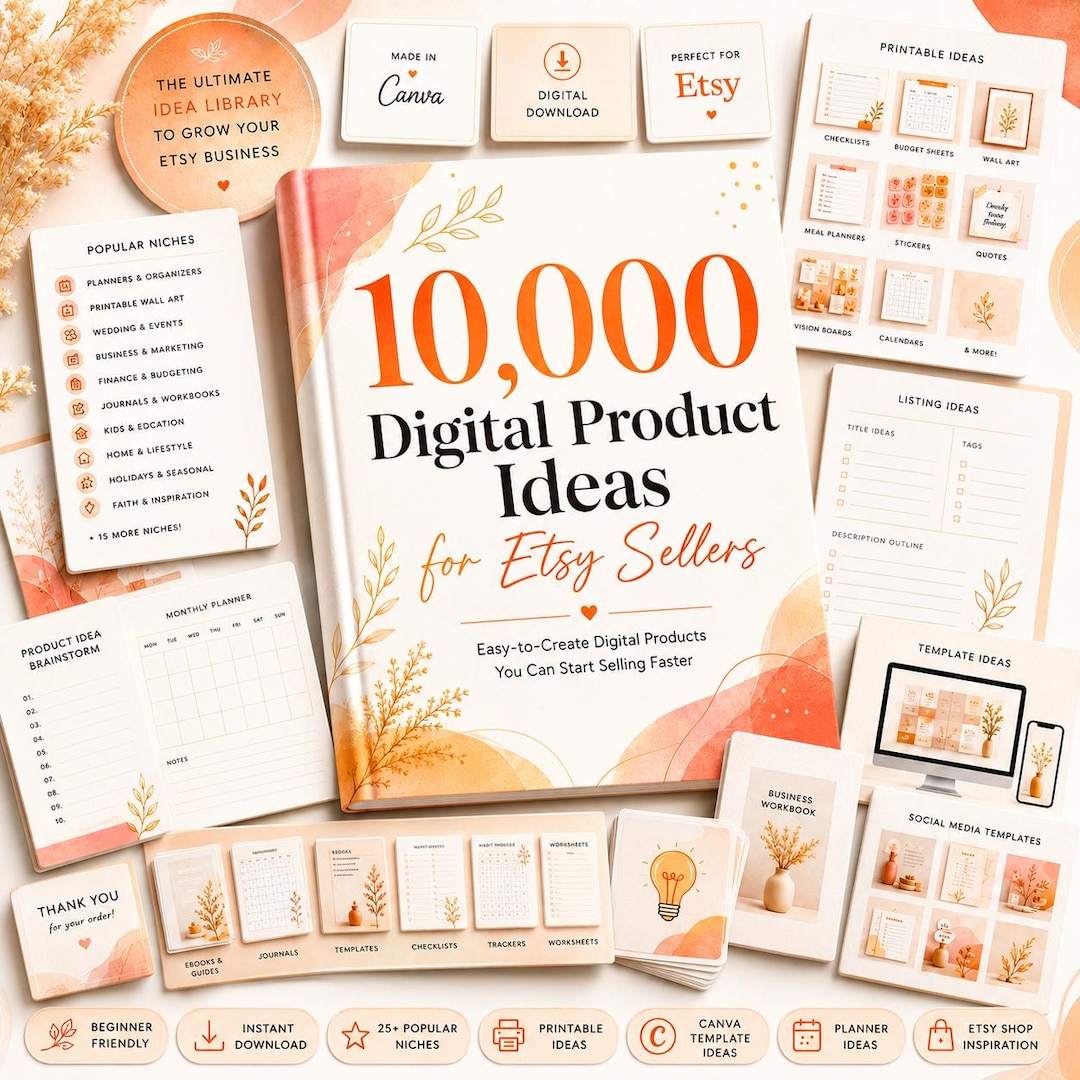 10,000 Digital Product Ideas for Etsy Sellers, Printable, Canva ...
