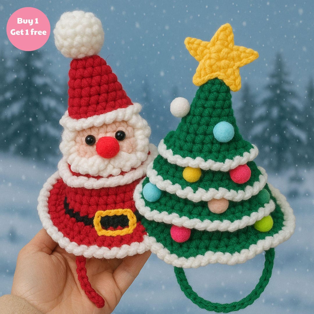 Christmas Crochet Tree Hat and Santa Hat Pattern – Amigurumi PDF ...