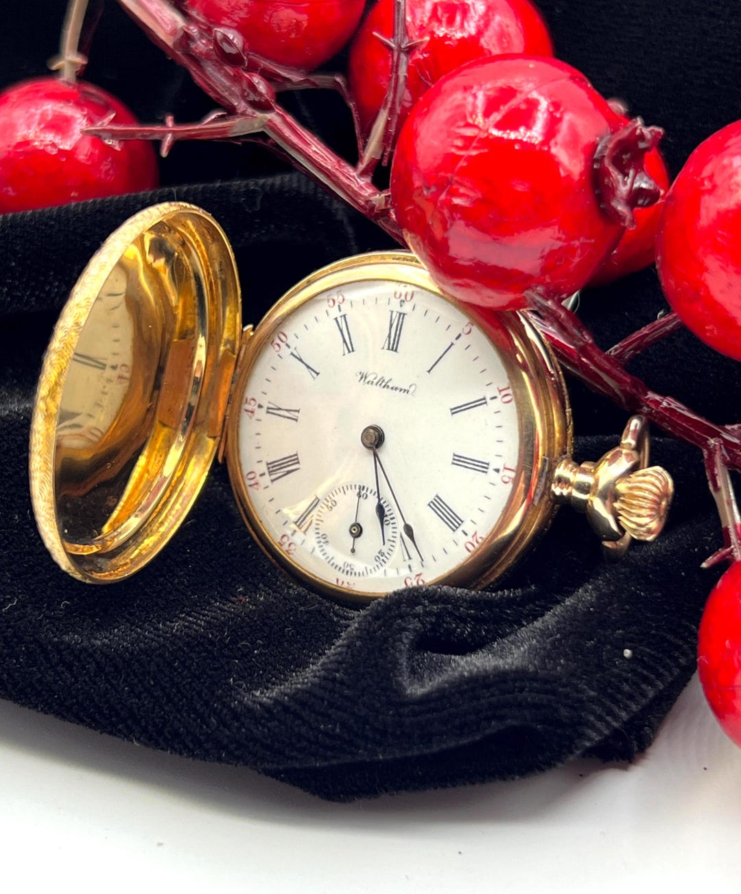 Antique 1899 Waltham "seaside" Pocket Watch - 14K Gold Hunter Style ...
