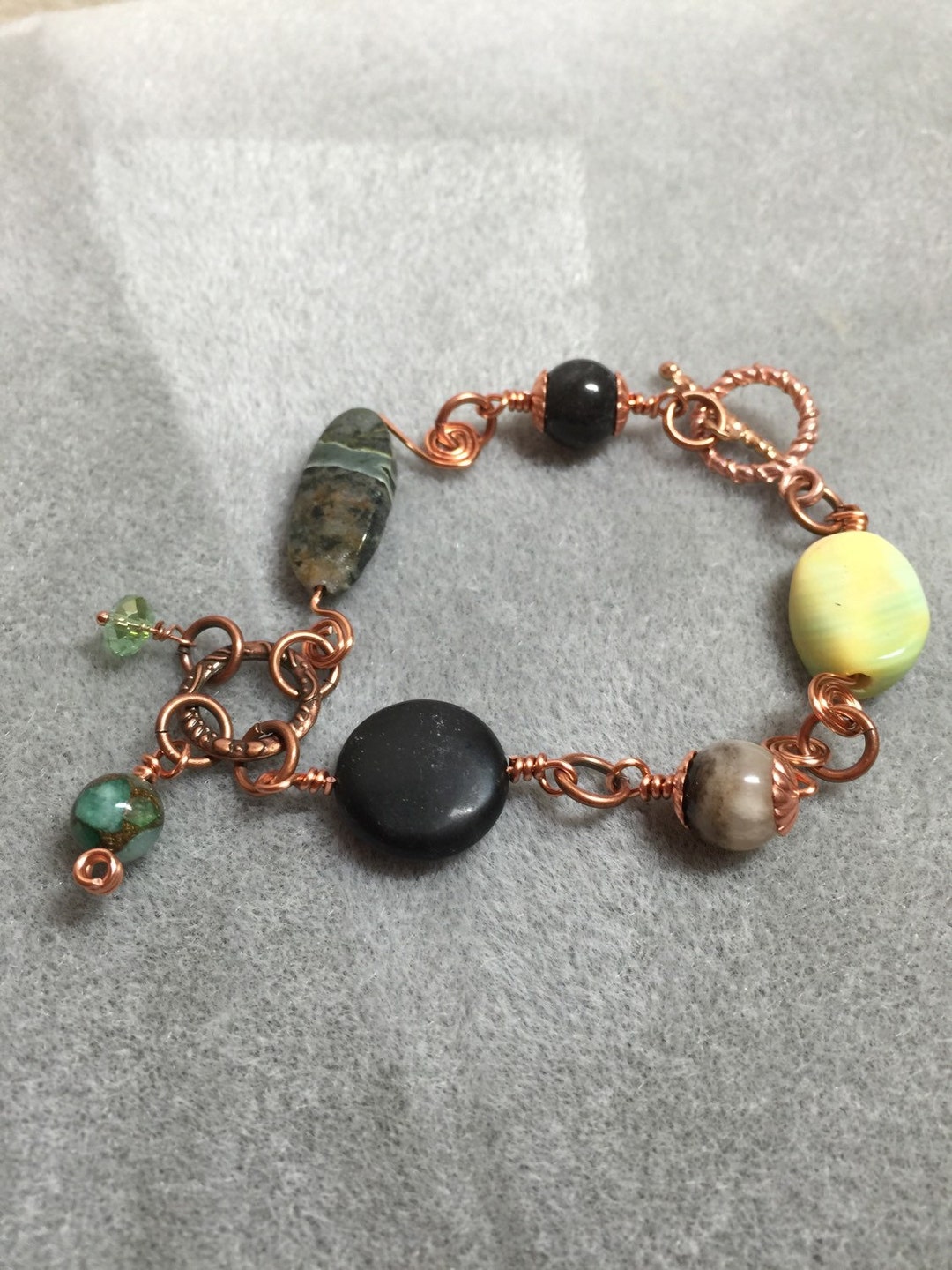 Multi Stone Wire Wrapped Bracelet - Etsy