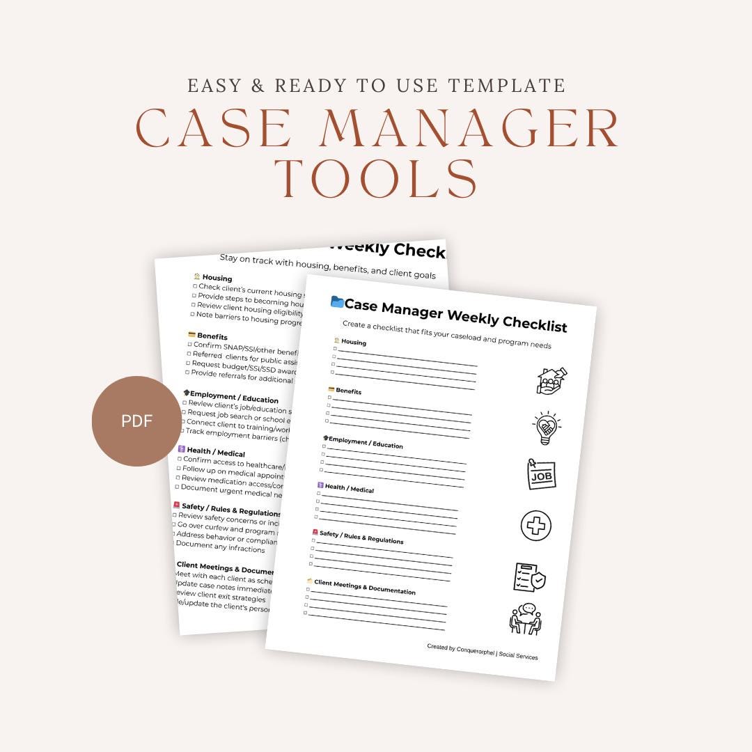 Shelter Case Manager Weekly Checklist - Etsy