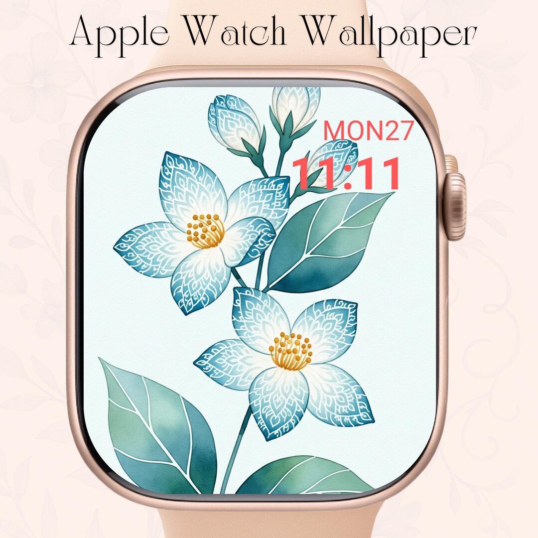 Thai Jasmine Apple Watch Wallpaper: Batik Watercolor Floral Face ...