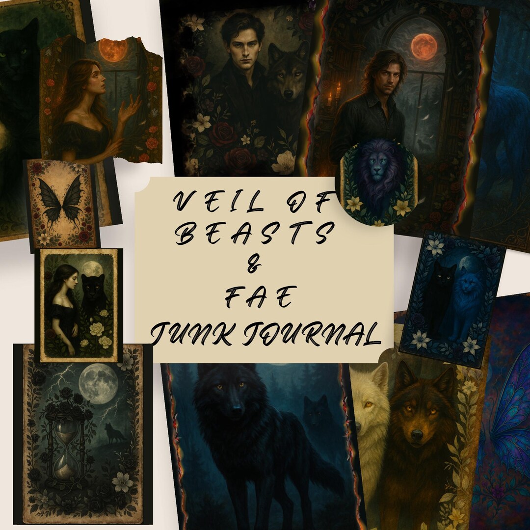 Blood Moon Shapeshifters – Gothic Junk Journal Kit | Fae, Wolves, Cats ...