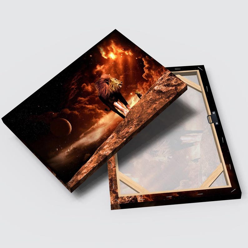 Cosmic Lion Fantasy Canvas Wall Art, Powerful Animal Artwork - Etsy