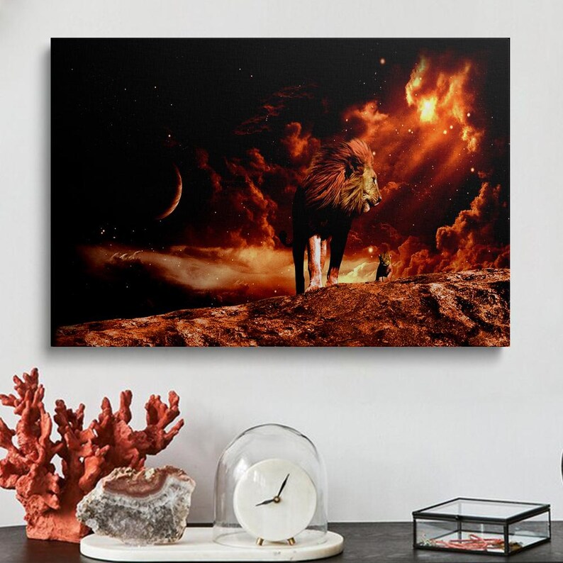Cosmic Lion Fantasy Canvas Wall Art, Powerful Animal Artwork - Etsy