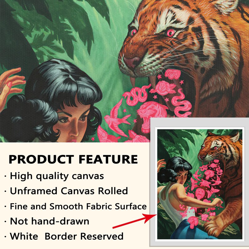 The Tigress Gets Her Stripes – Retro Pulp Jungle Art Print, Bold ...